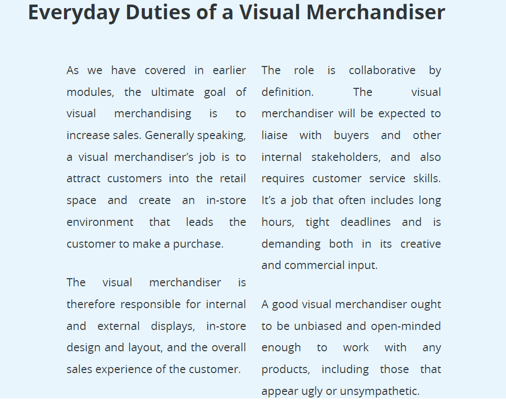 Visual Merchandising Diploma – Learning Paths